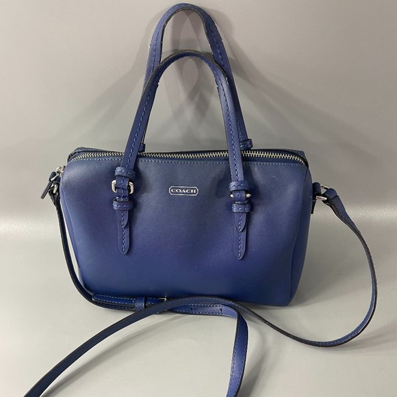 Coach | Bags | Coach Bennett Mini Peyton Blue Leather Satchel Crossbody Bag | Poshmark